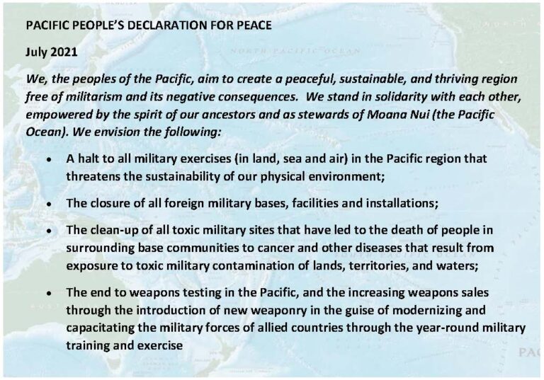 Pacific Peoples Declaration for Peace – Independent and Peaceful ...